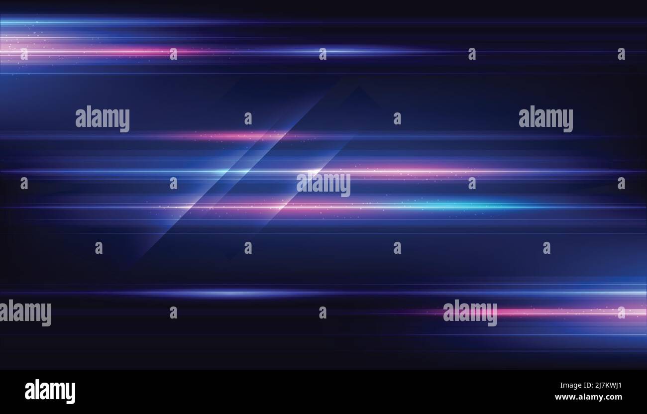 Modern abstract high-speed light effect. Technology futuristic dynamic motion on blue background ...