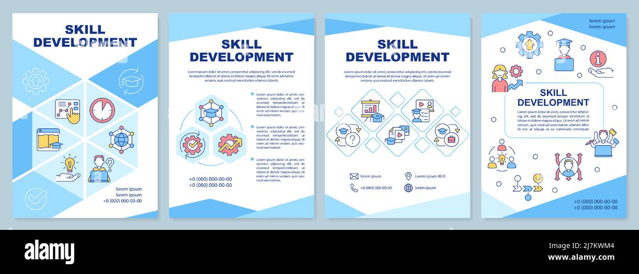 Skill development blue brochure template Stock Vector Image & Art - Alamy