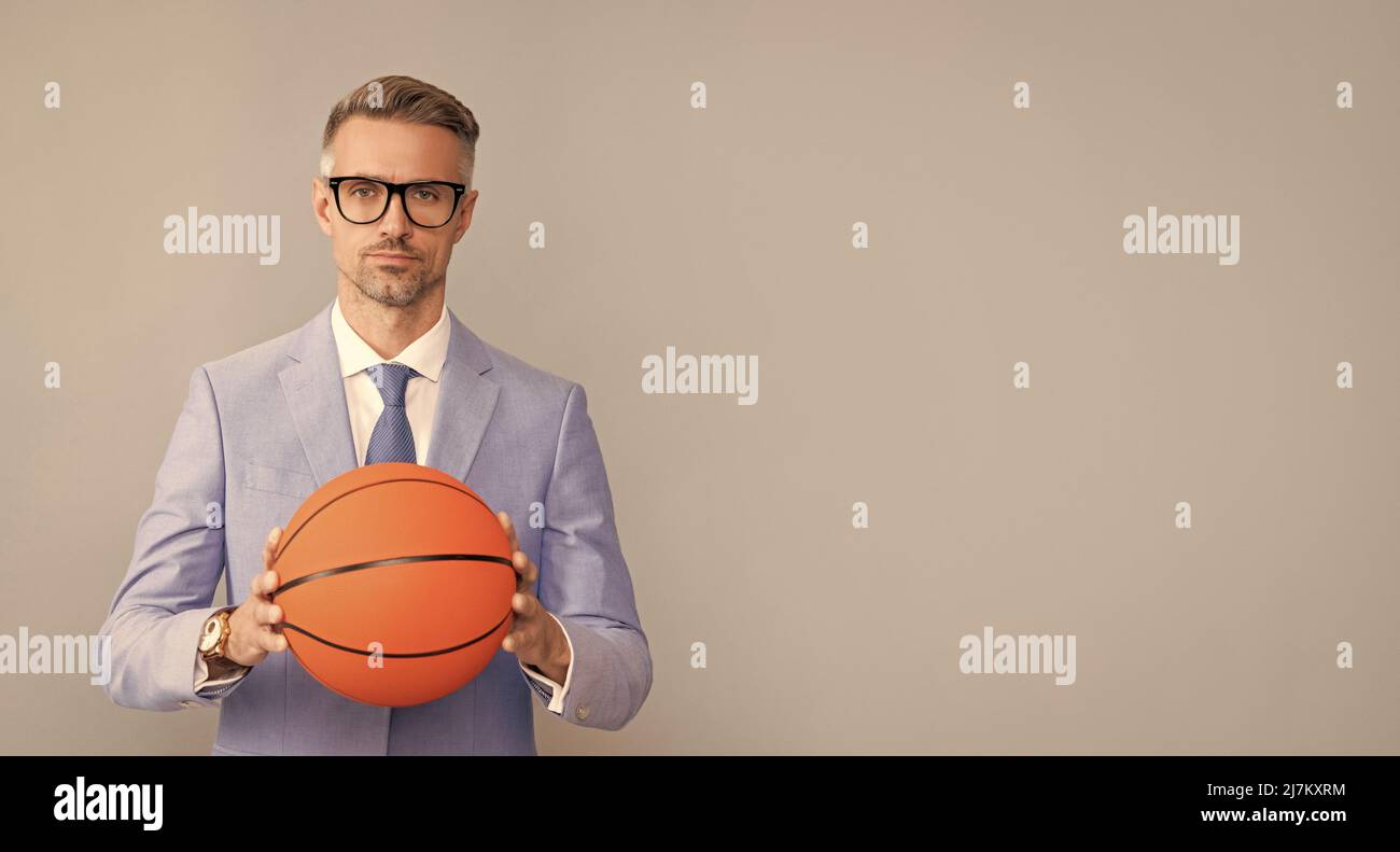 successful man with basketball ball. sport and business success ...