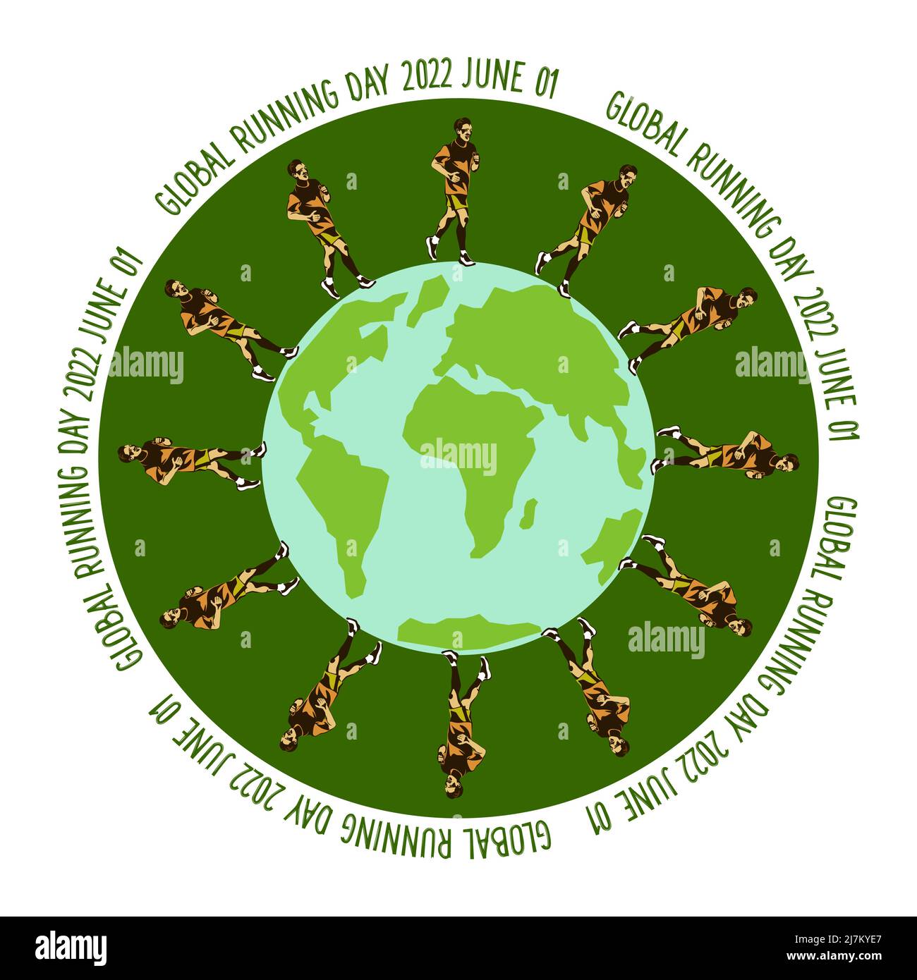 Global running Day in June, vector banner design. A young smiling happy ...