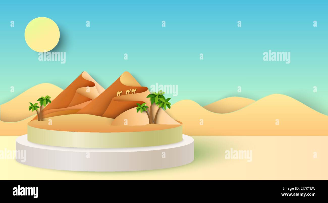 Desert sand travel background paper 3d poster Stock Vector Image & Art ...