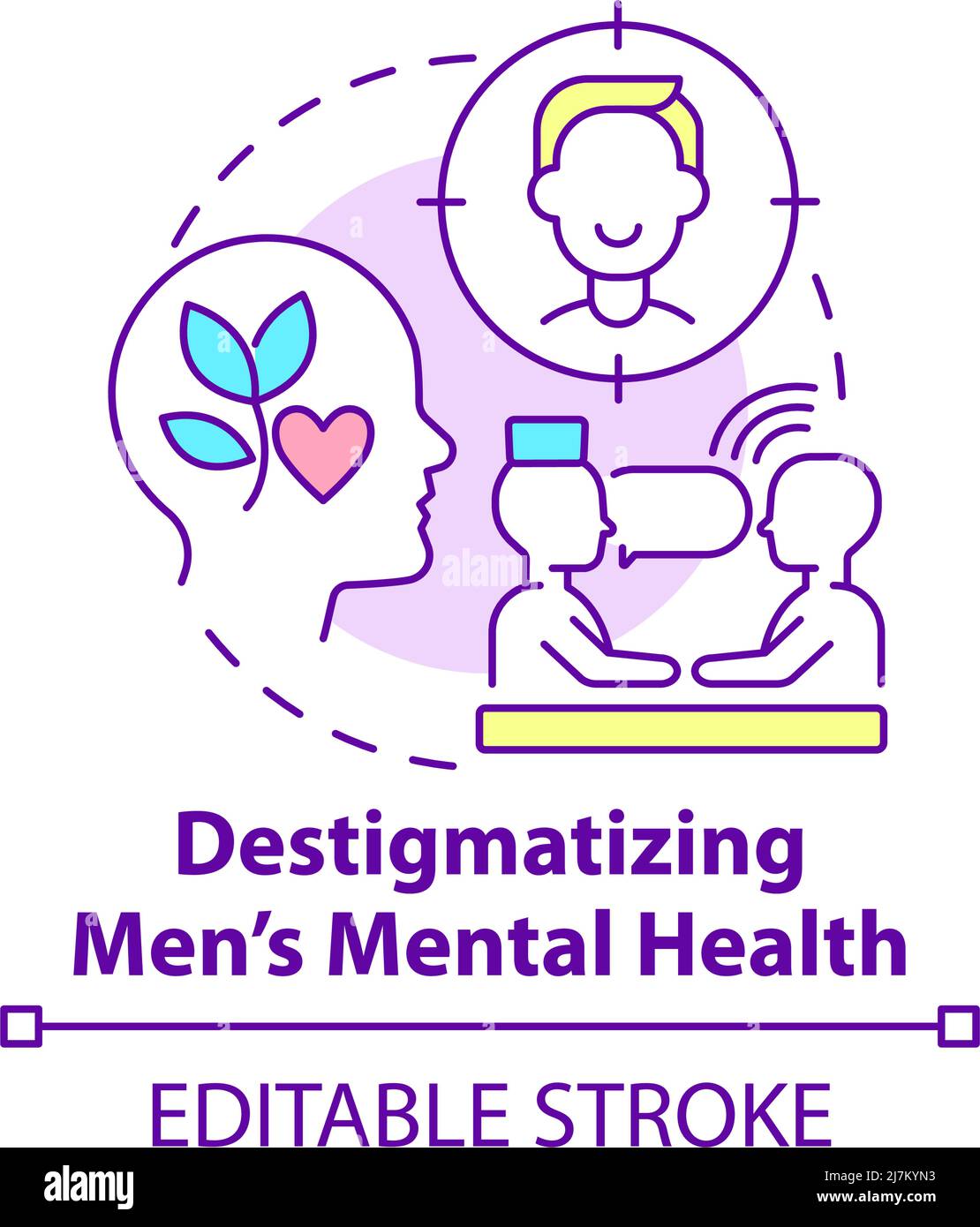 Destigmatizing men mental health concept icon Stock Vector Image & Art ...