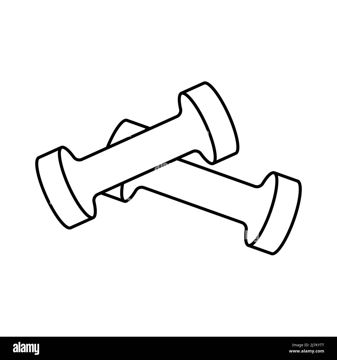 Dumbbell icon. Dumbbells for a sports hall. Two dumbbells. Vector illustration. Black linear ...