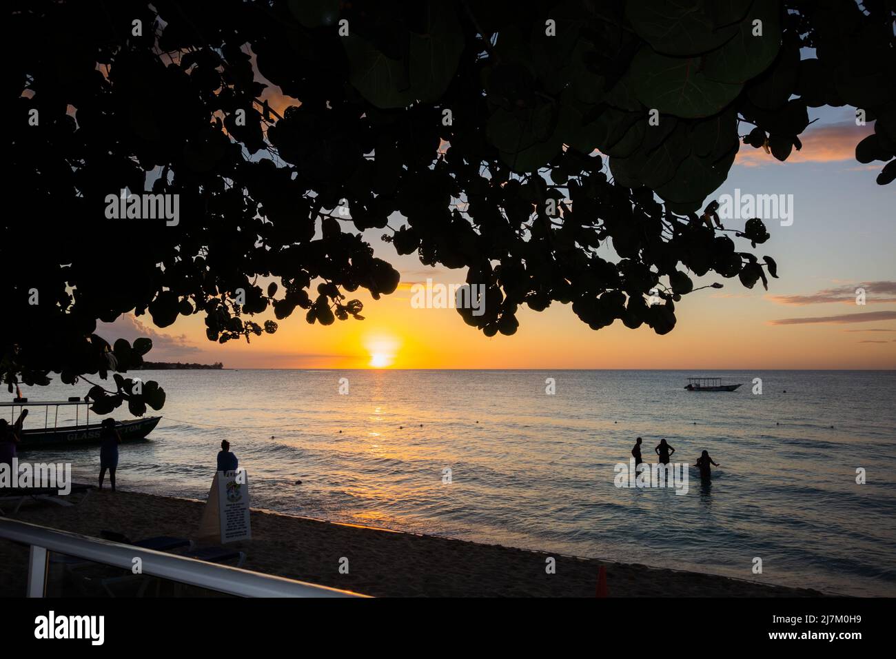 Sunset, Negril Beach, Westmoreland, Jamaica Stock Photo - Alamy