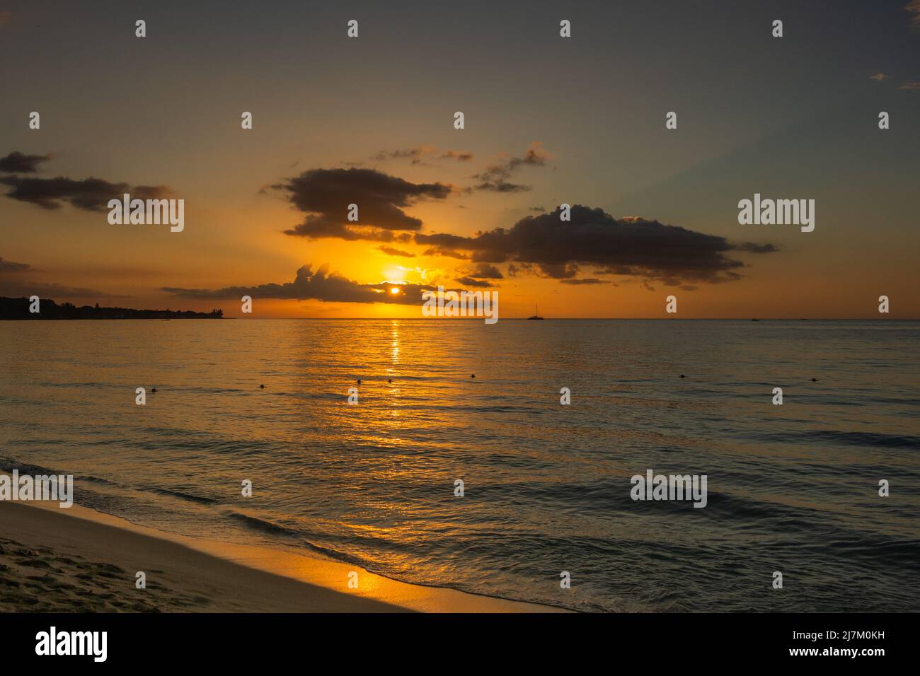 Sunset, Negril Beach, Westmoreland, Jamaica Stock Photo - Alamy