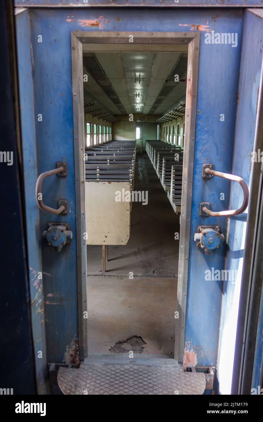 Interior of railway carriage, Kingston Georgian railway station ...