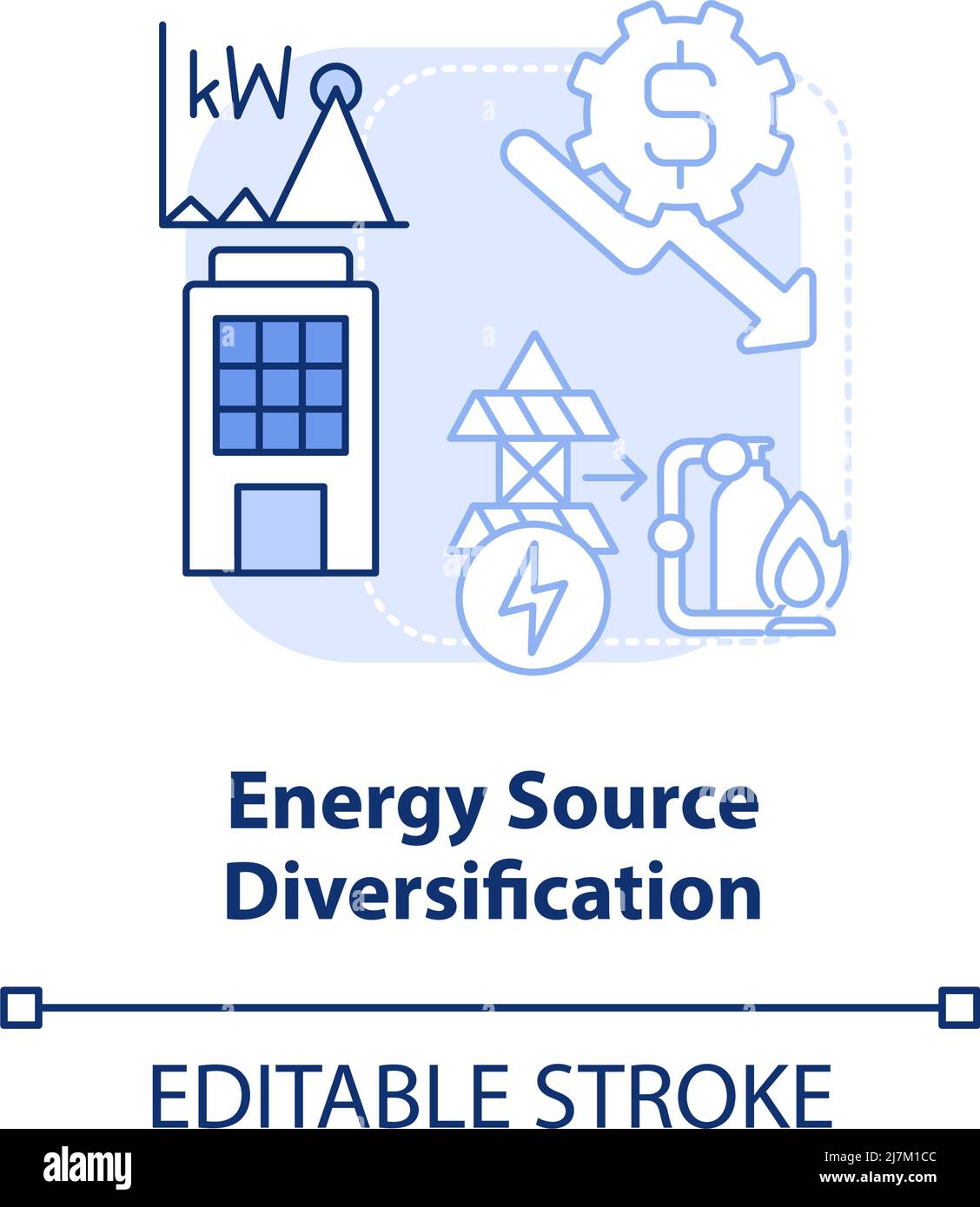 Energy source diversification blue light concept icon Stock Vector ...