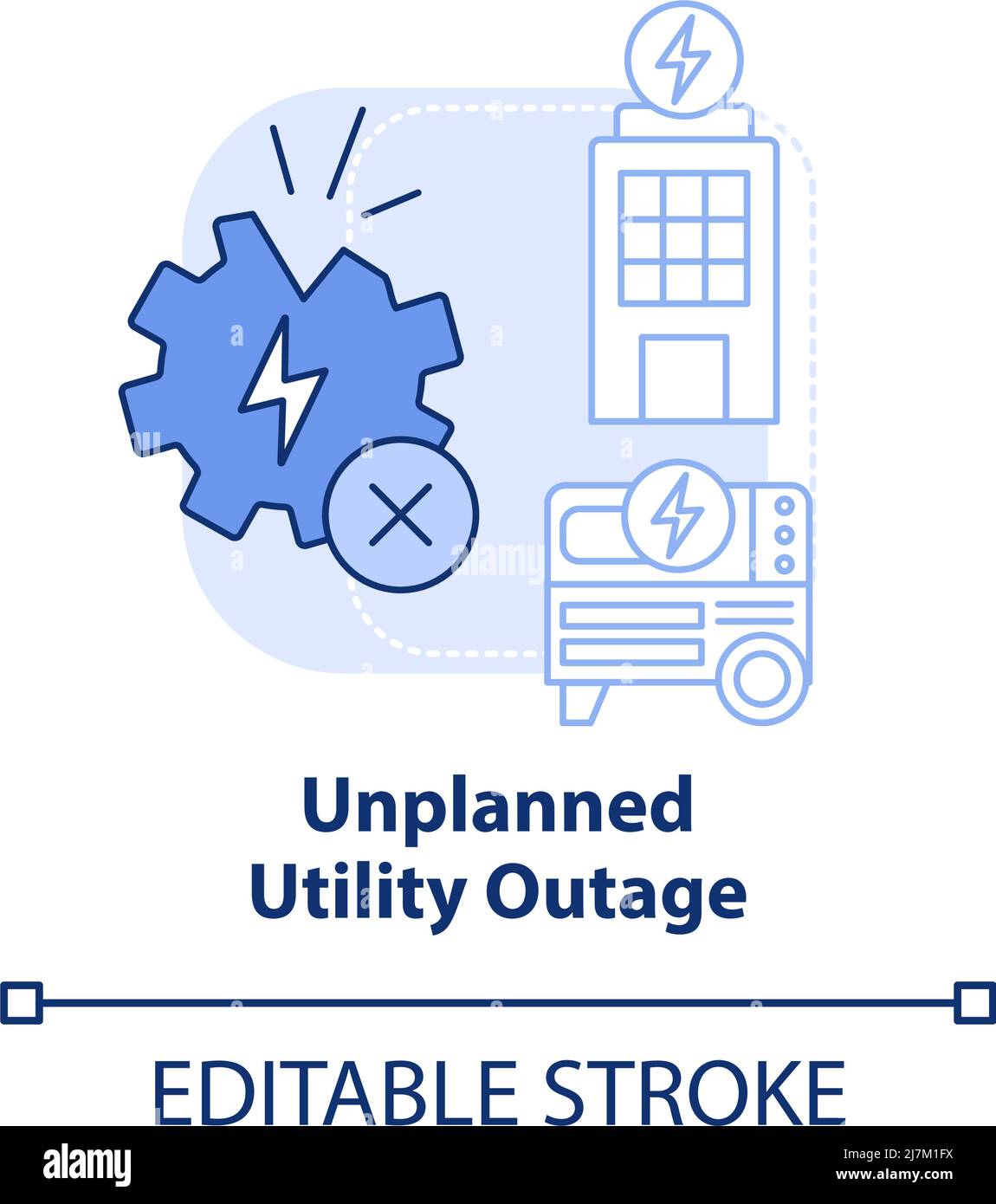 Unplanned utility outage blue light concept icon Stock Vector Image ...