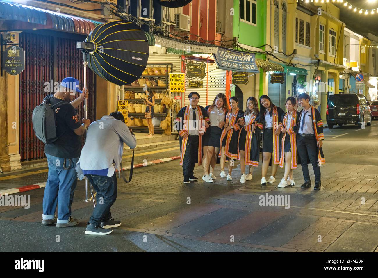 On an early evening in picturesque Thalang Road in the Old Town area of ...