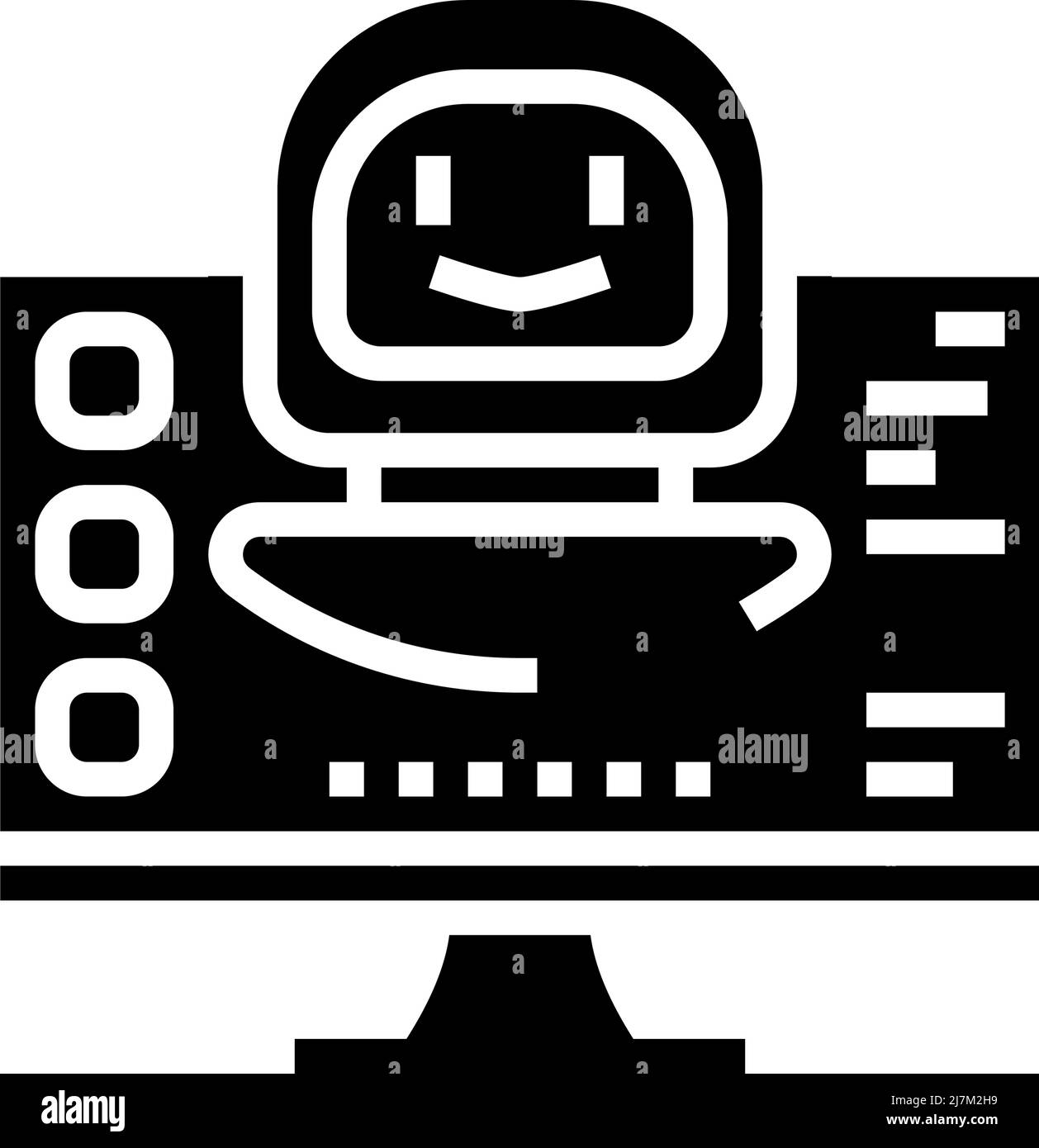 Robot head artificial intelligence glyph hi-res stock photography and ...