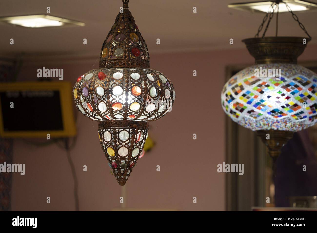 Arab glass art lamp hanging Stock Photo - Alamy