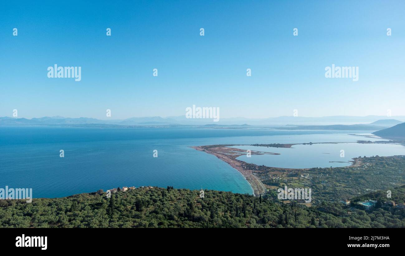 Aerial view of Agios Ioannis beach in Lefkada island in Greece. In ...