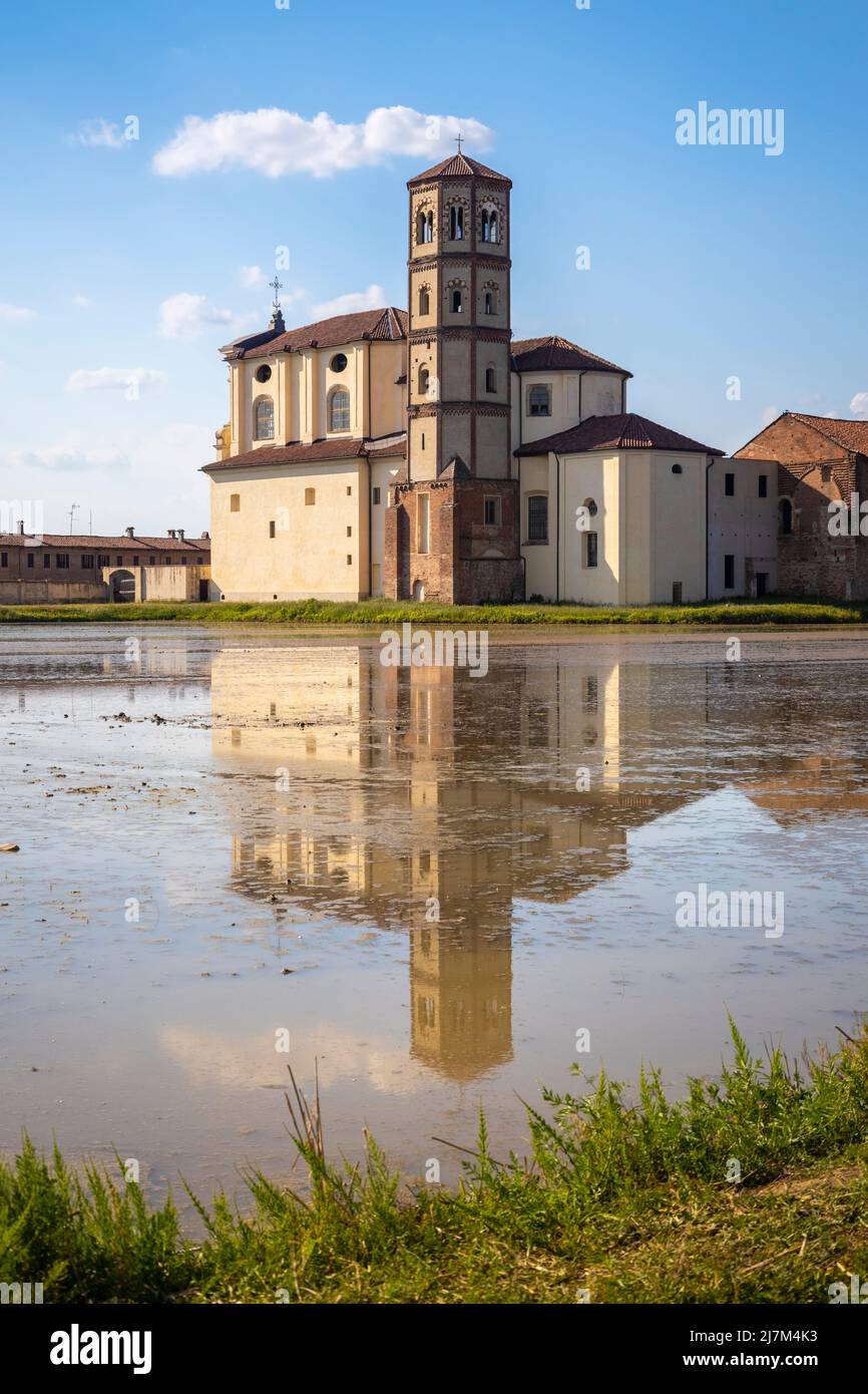 View of reflecting clouds on the rice fields of the Principality of ...