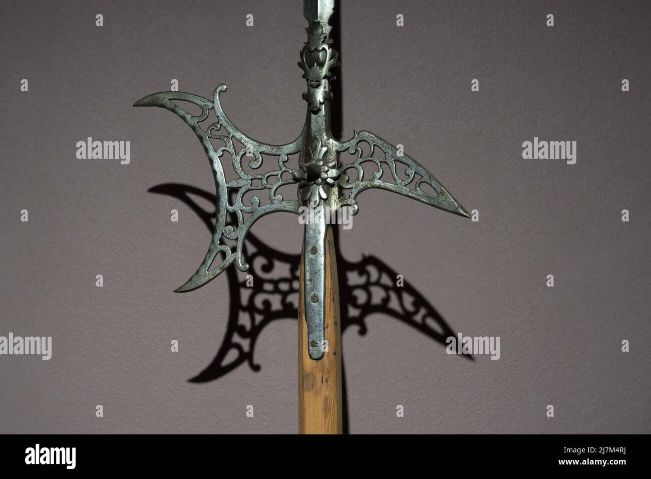 old medieval iron halberd spear Stock Photo - Alamy