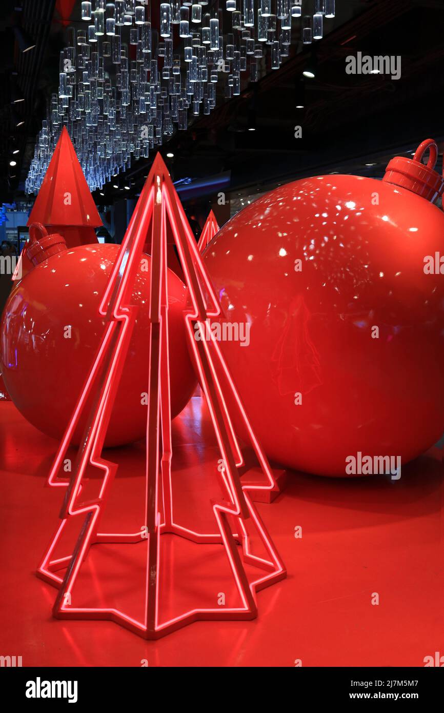 the big red Christmas decorating objects for holiday festival Stock ...