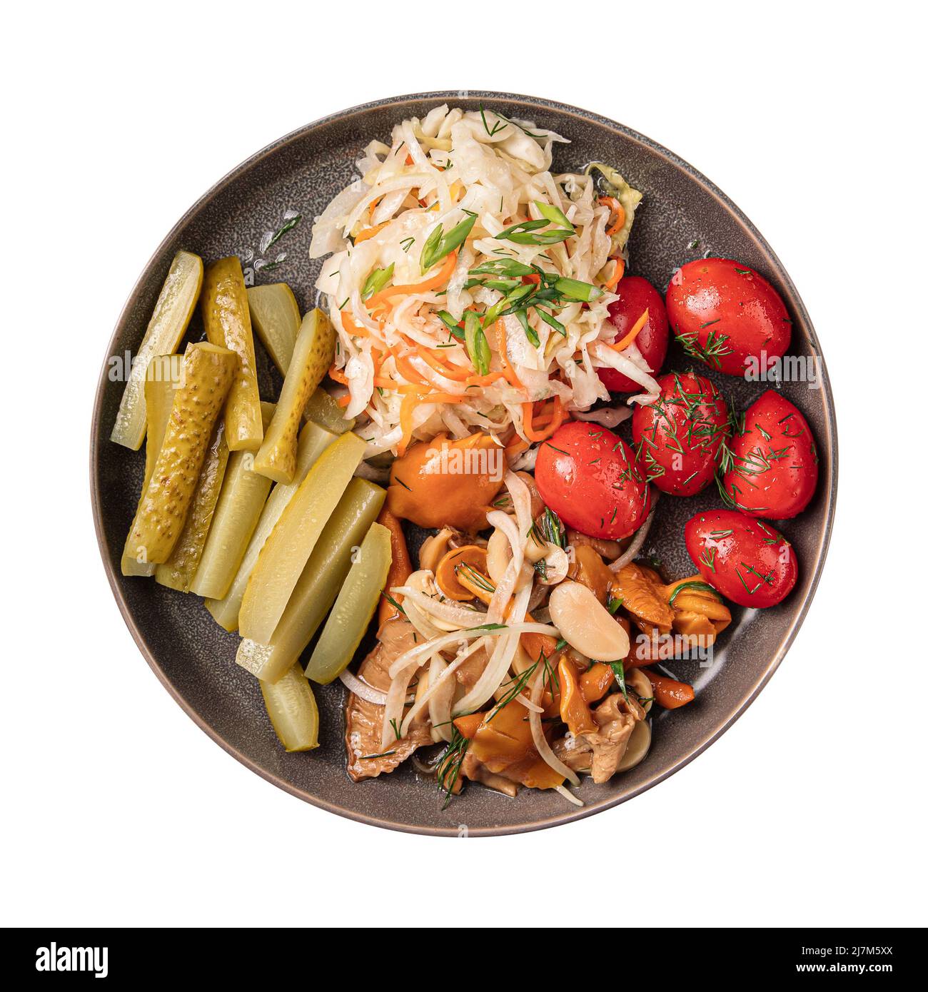 Isolated russian appetizer platter with sauerkraut Stock Photo - Alamy