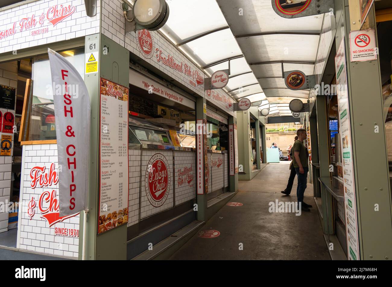 A view of Lucys traditional fish and chip stall on Norwich famous ...