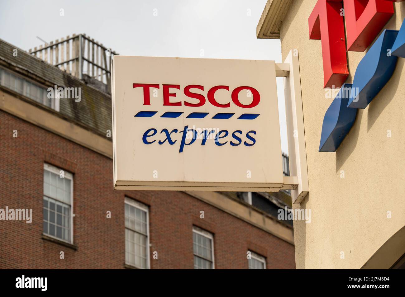 Tesco Express sign outside Norwich city centre convenience store Stock ...