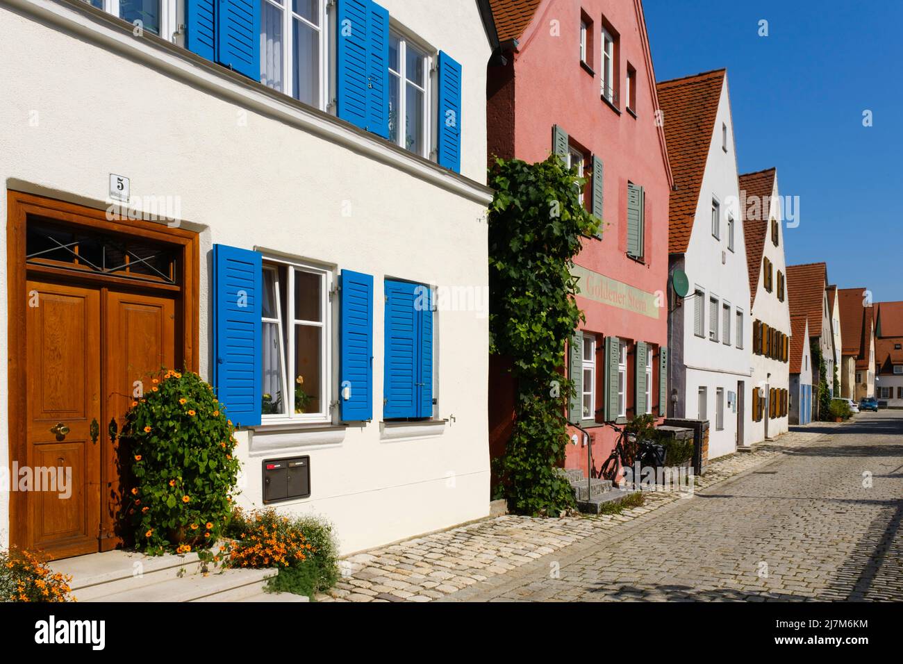 Gable houses at the Gerber lane, Nördlingen, Swabia, Bavaria, Germany ...