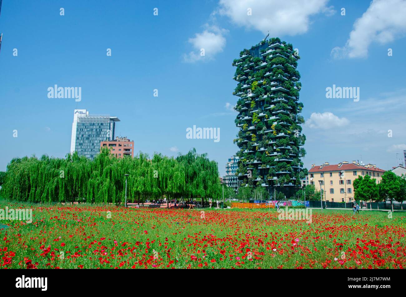 Bosco Verticale seen from the Biblioteca degli Alberi (BAM), park ...
