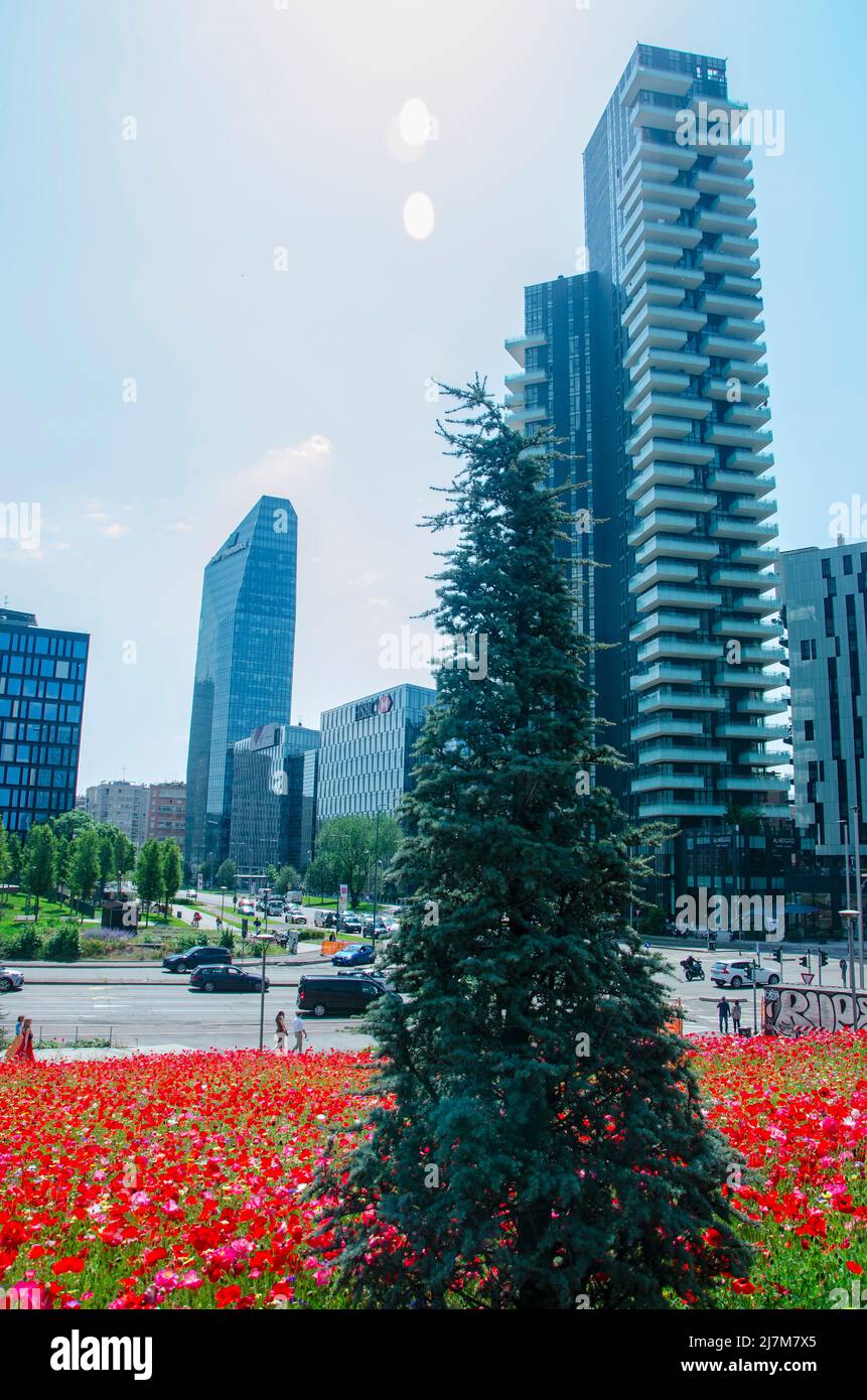 View of the Solaria Tower seen from the Biblioteca degli Alberi (BAM ...