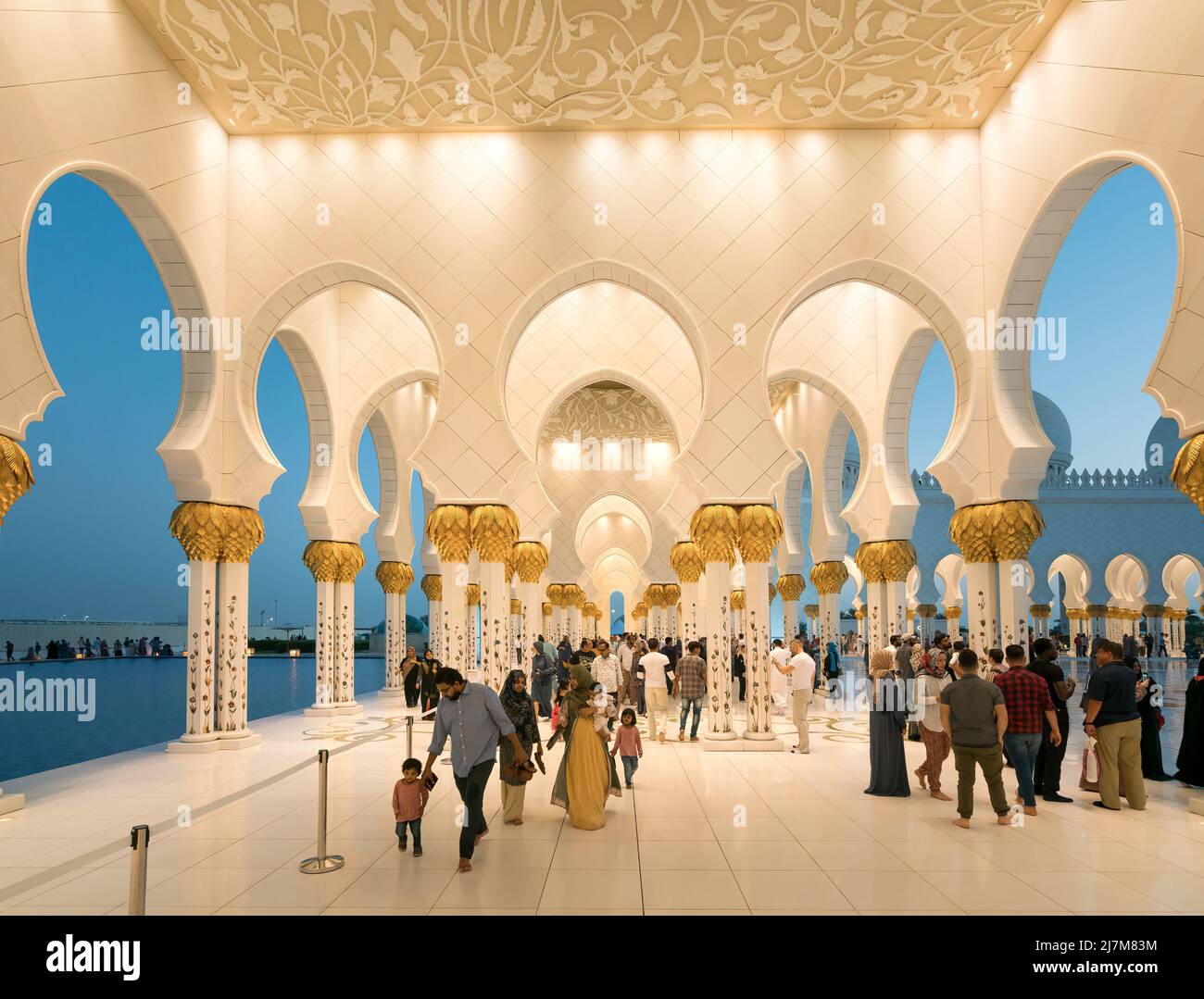 Dubai, UAE - 11.03.2017: People walking in awe inspiring interior of in ...