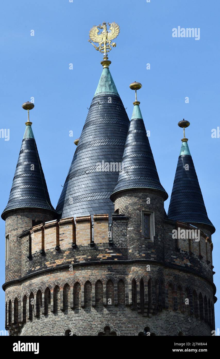 10 May 2022, Brandenburg, Potsdam/Babelsberg: The Flatow Tower in ...
