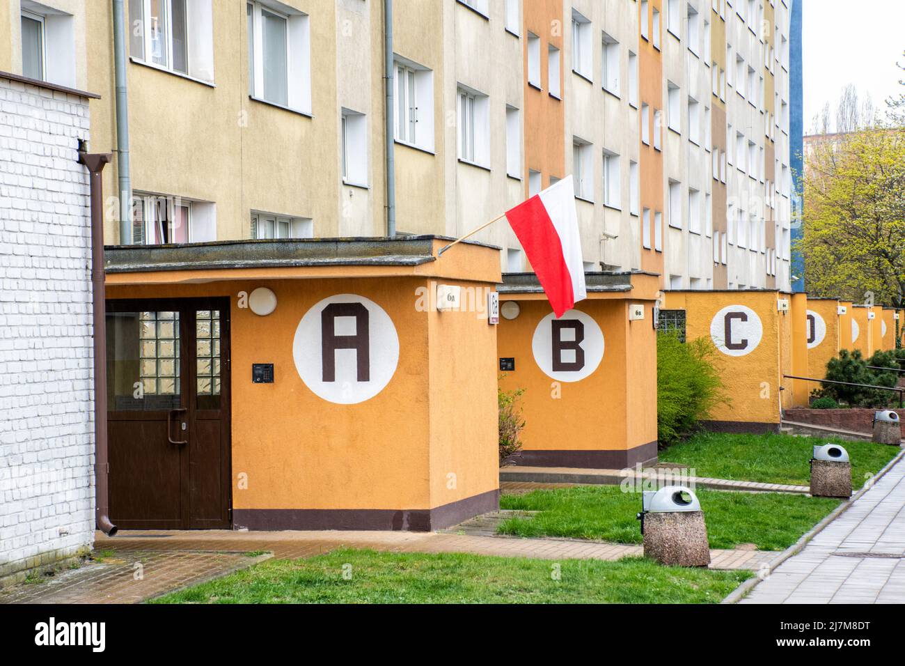 large communist built apartment block in gdansk poland Stock Photo - Alamy