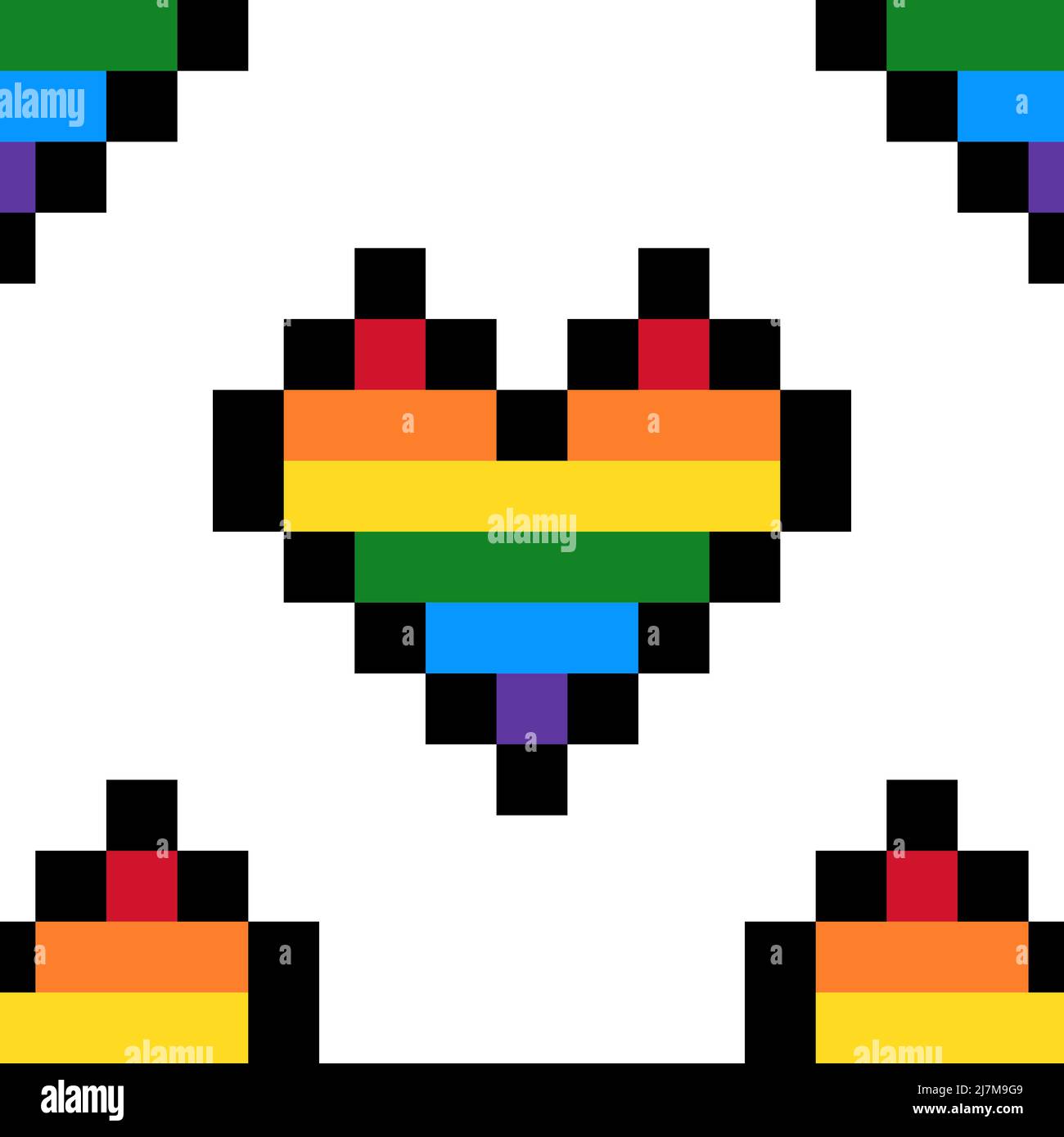 Rainbow heart pixel art seamless pattern LGBTQ Stock Vector Image & Art ...