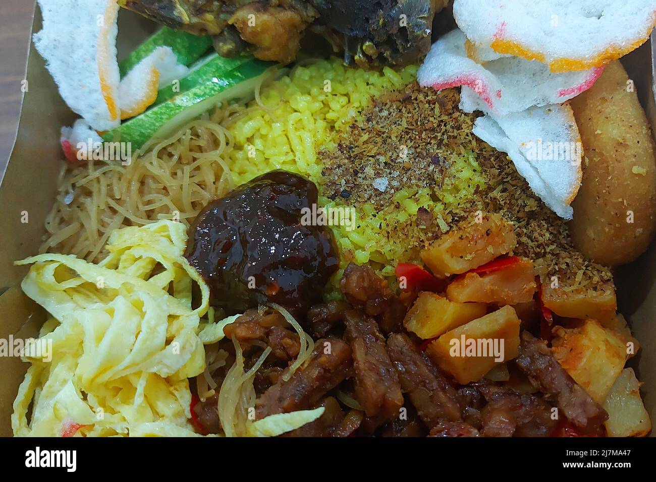 Nasi Kuning, Yellow Fat Rice, Traditional Food of Indonesia, Jakarta ...