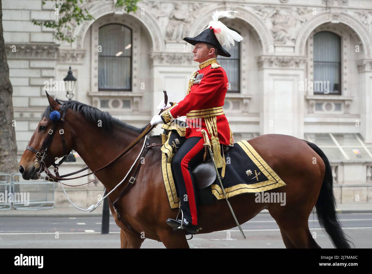 London, UK. 10th May, 2022. Members of the Household Cavalry ride along ...