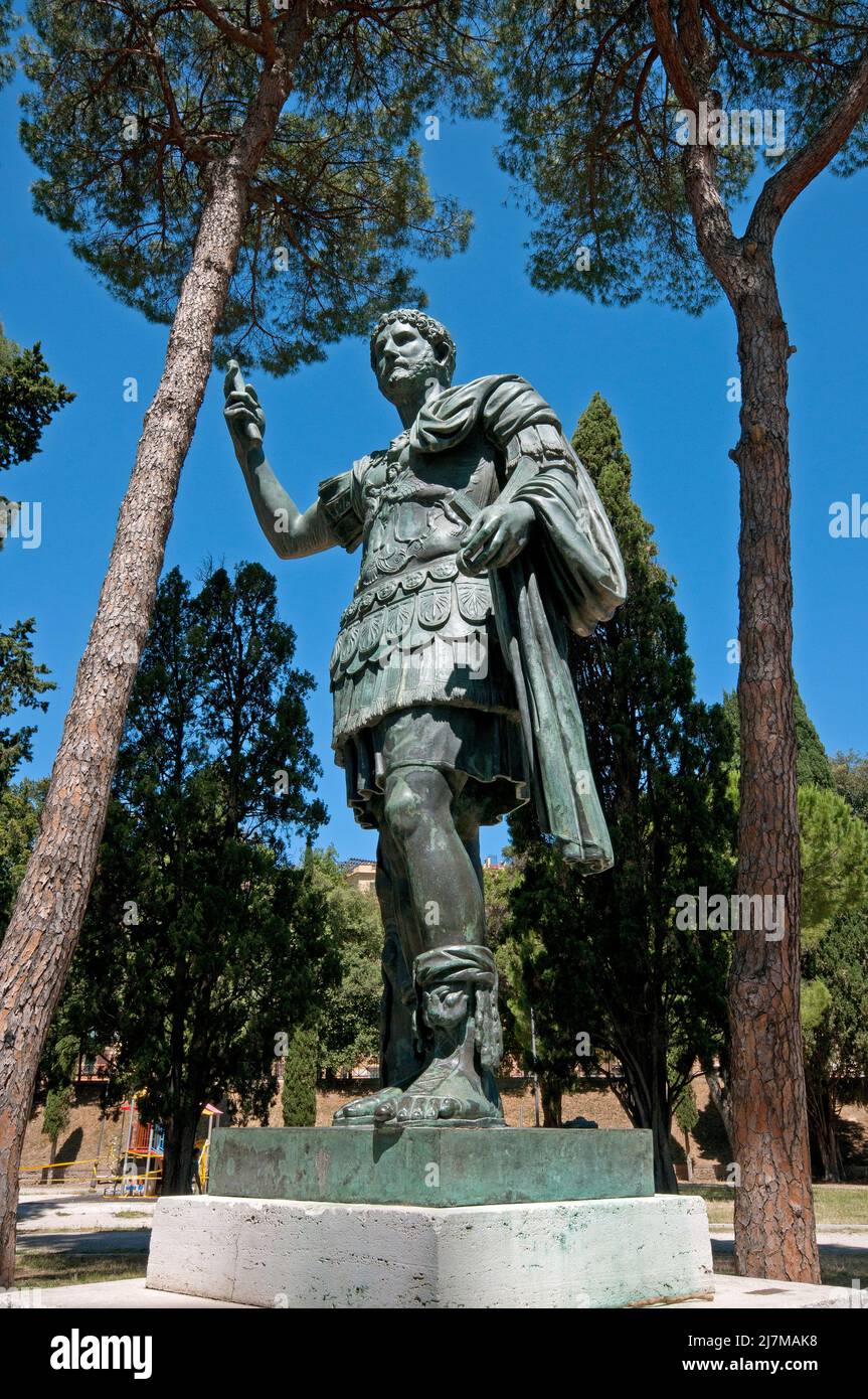 Bronze statue of Roman Emperor Hadrian (Adriano) in Mole Adriana Park ...