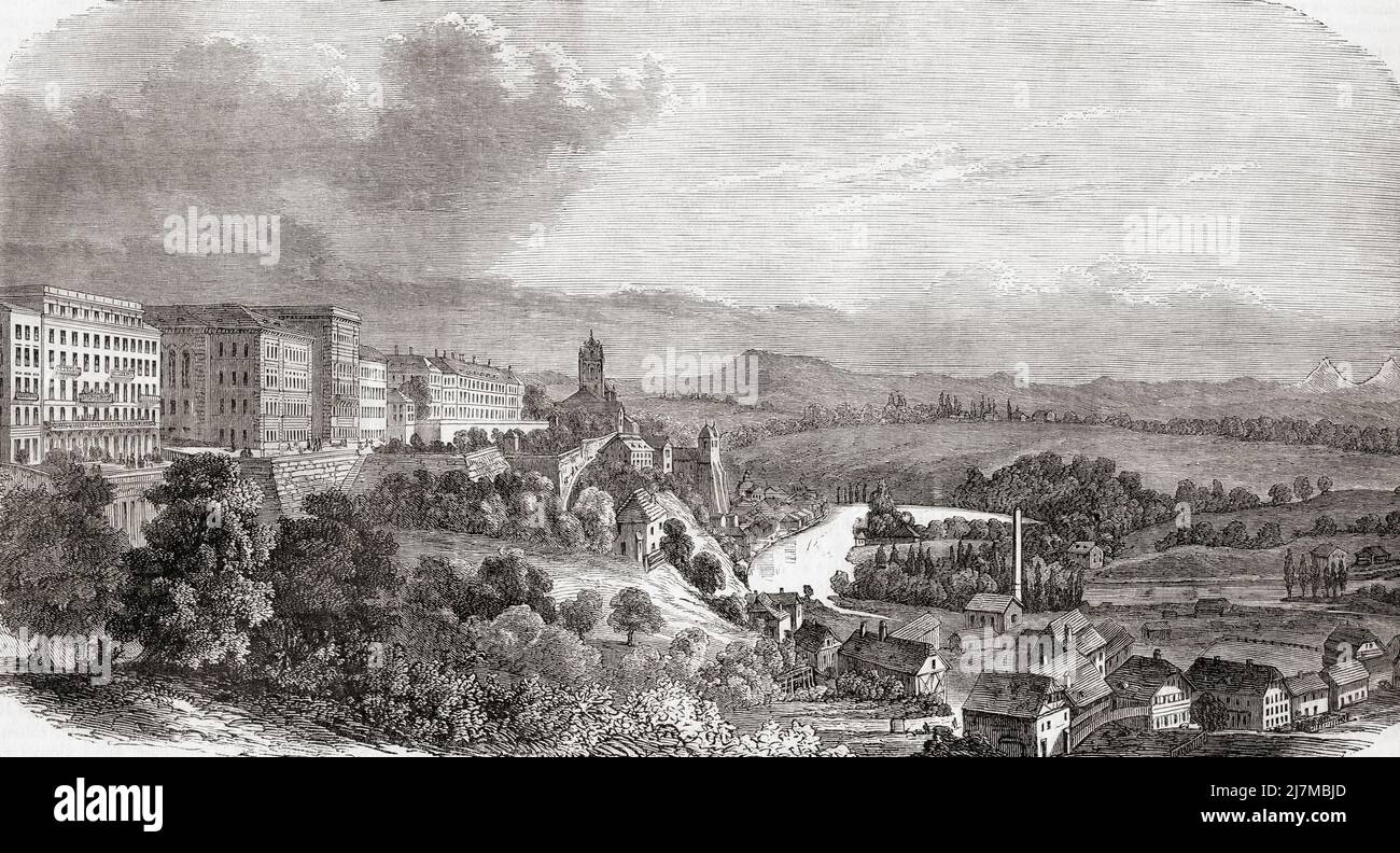 A view of Bern Switzerland in the 19th century. From L'Univers Illustre ...