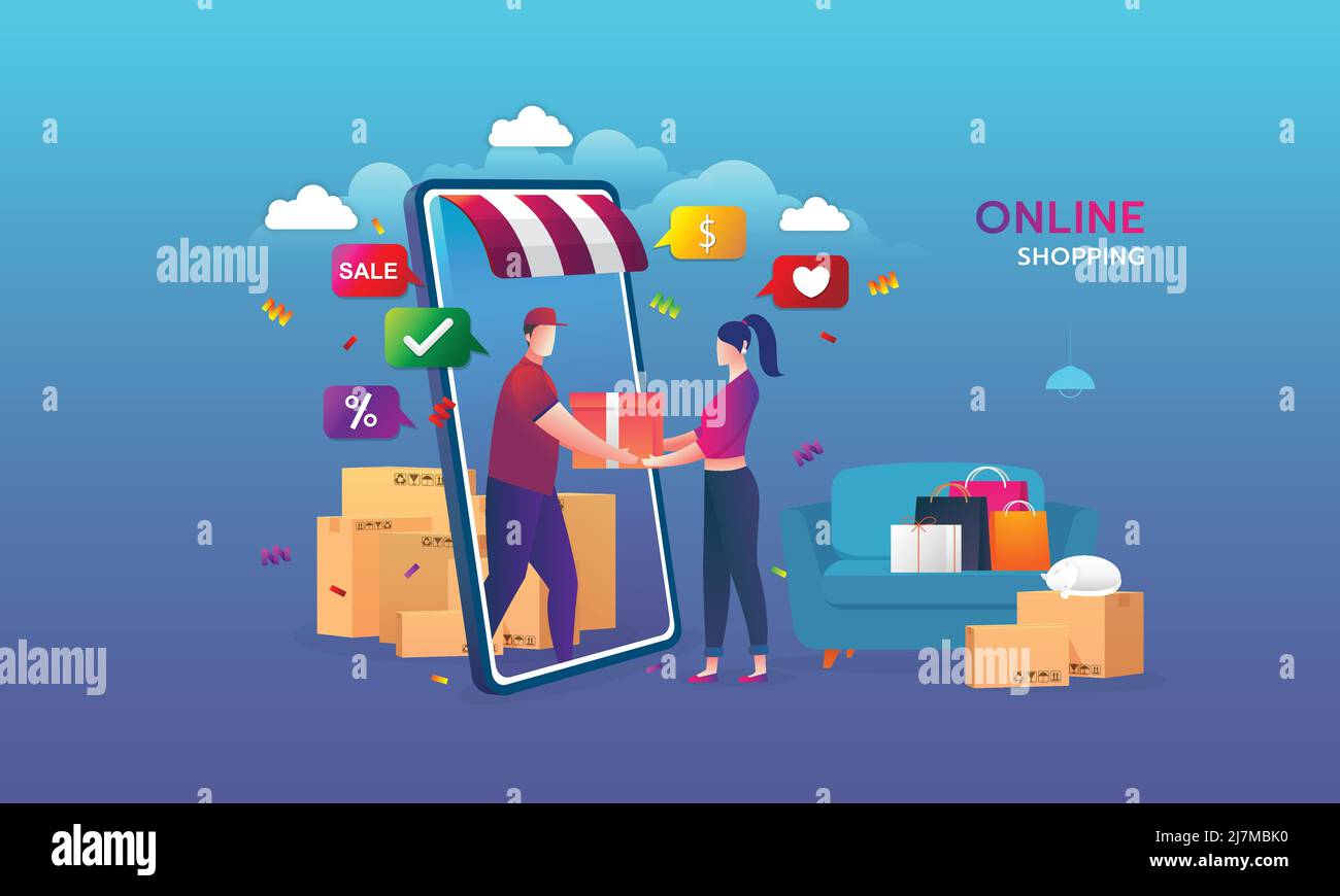 Mobile phone website delivery Stock Vector Images - Alamy
