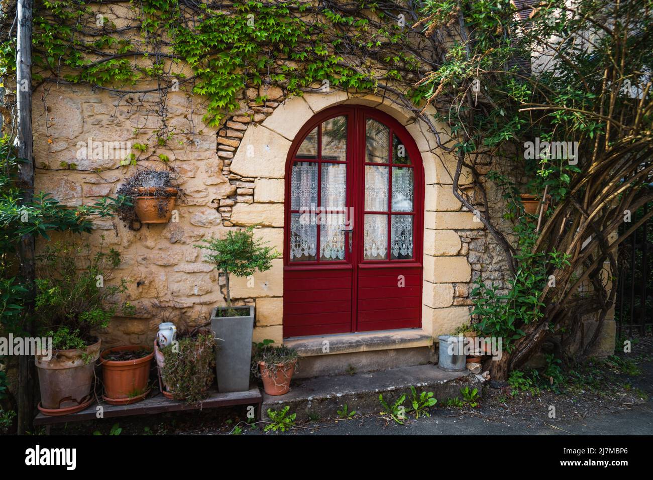 A typical medieval outdoor decorations in southwest France in Dordogne ...