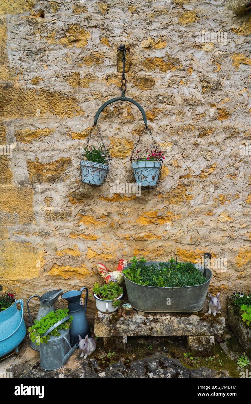 A typical medieval outdoor decorations in southwest France in Dordogne ...