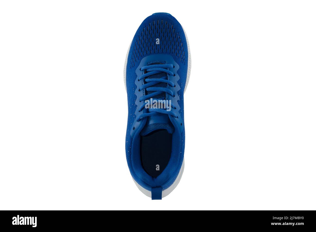 Blue sneaker made of fabric on a white background. Sport shoes Stock ...
