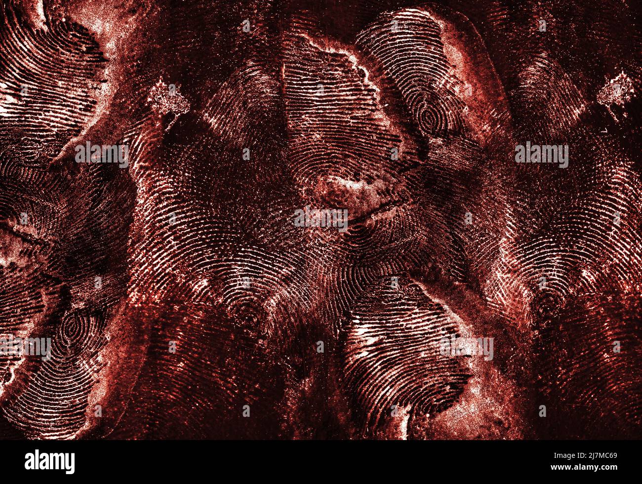 Close-up of bloody red color fingerprint background pattern, texture of ...