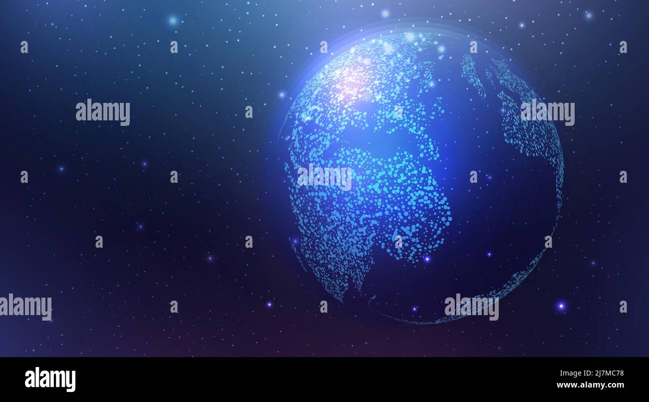Futuristic map of the planet. World map. Globalization internet and ...