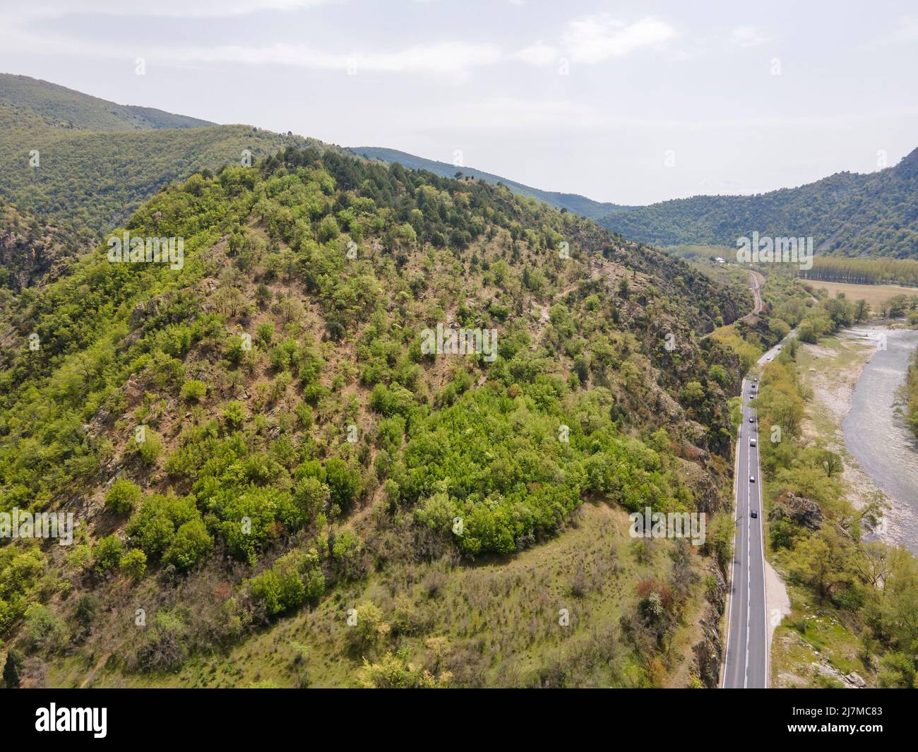Amazing Aerial view of Struma River passing through the Kresna Gorge ...