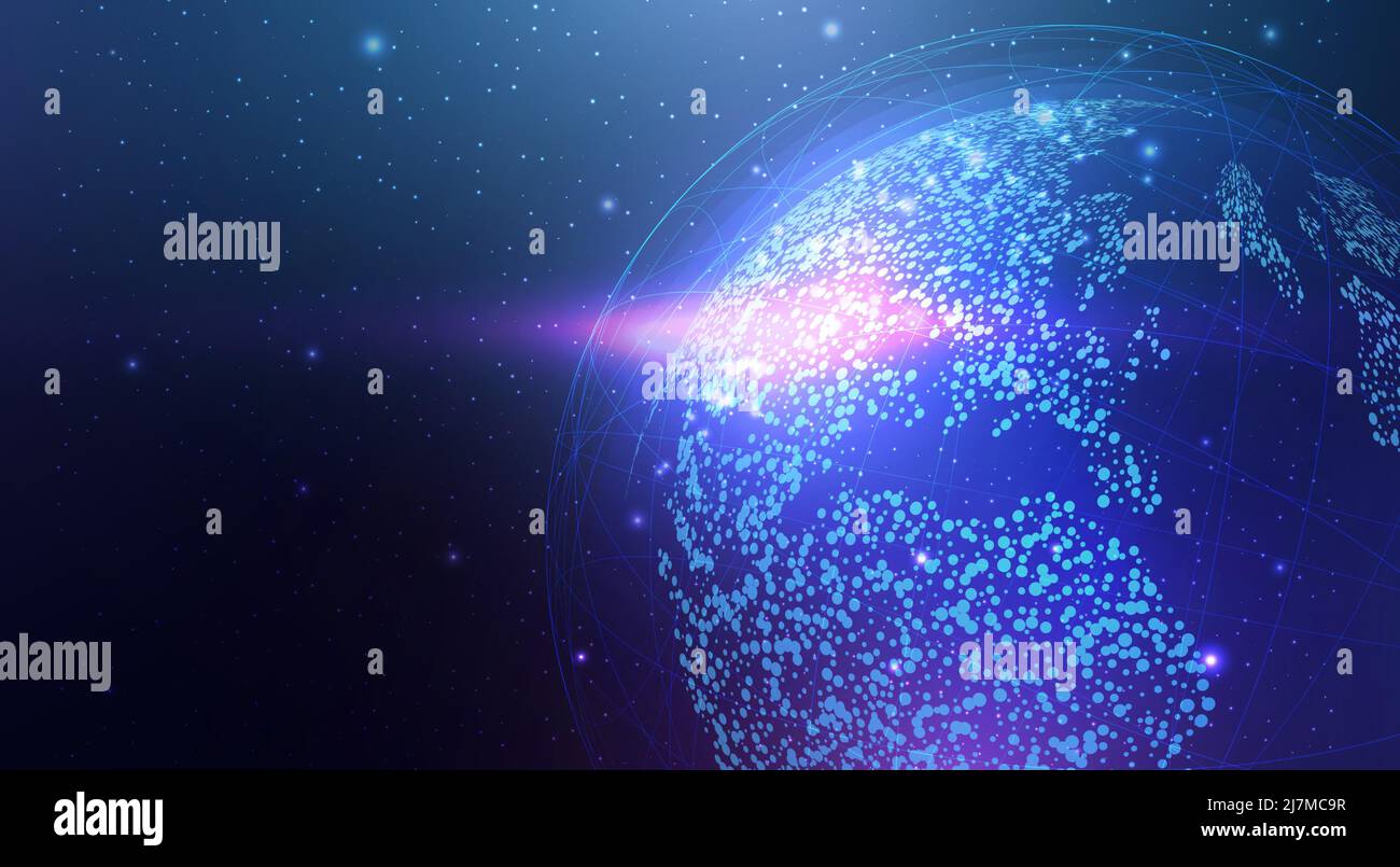 Futuristic map of the planet. World map. Globalization internet and ...
