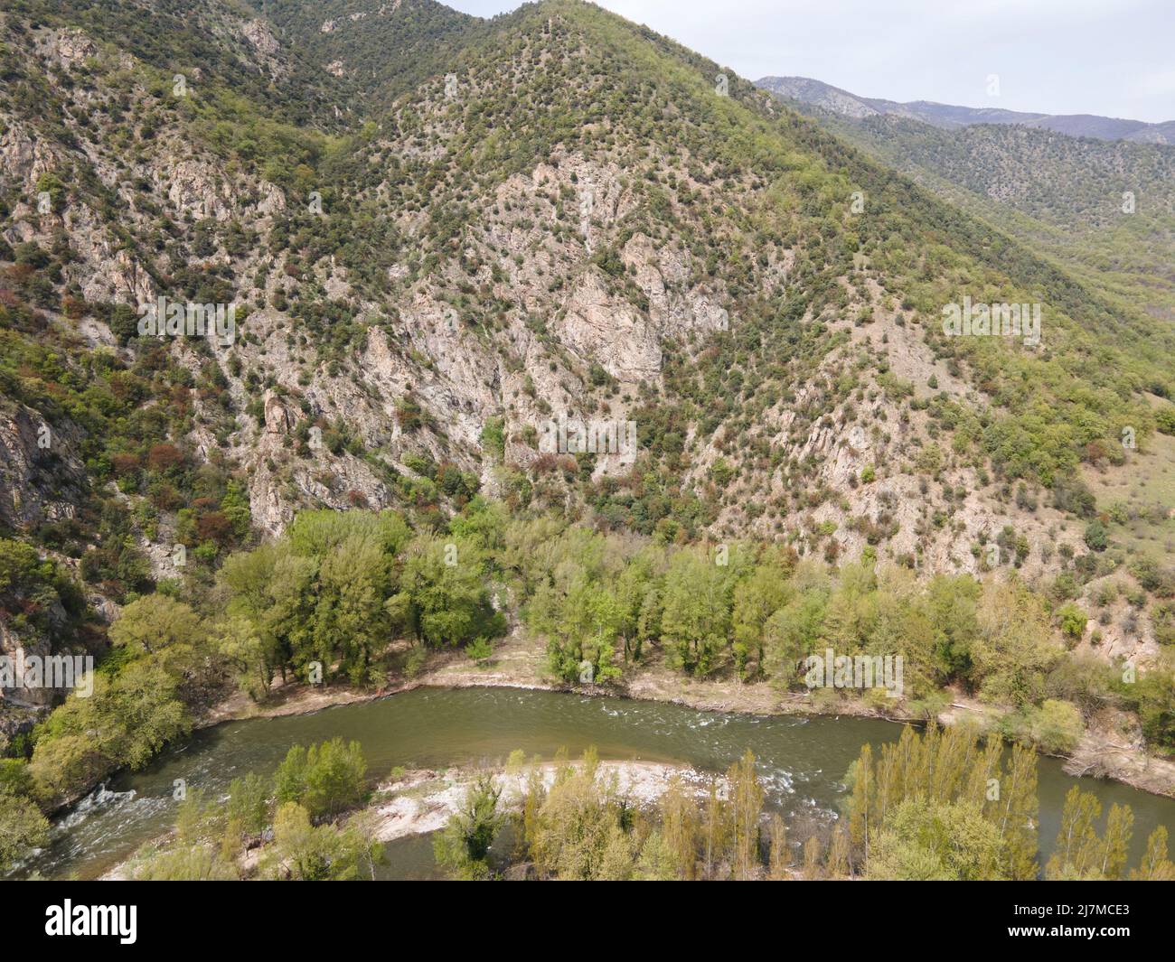 Amazing Aerial view of Struma River passing through the Kresna Gorge ...