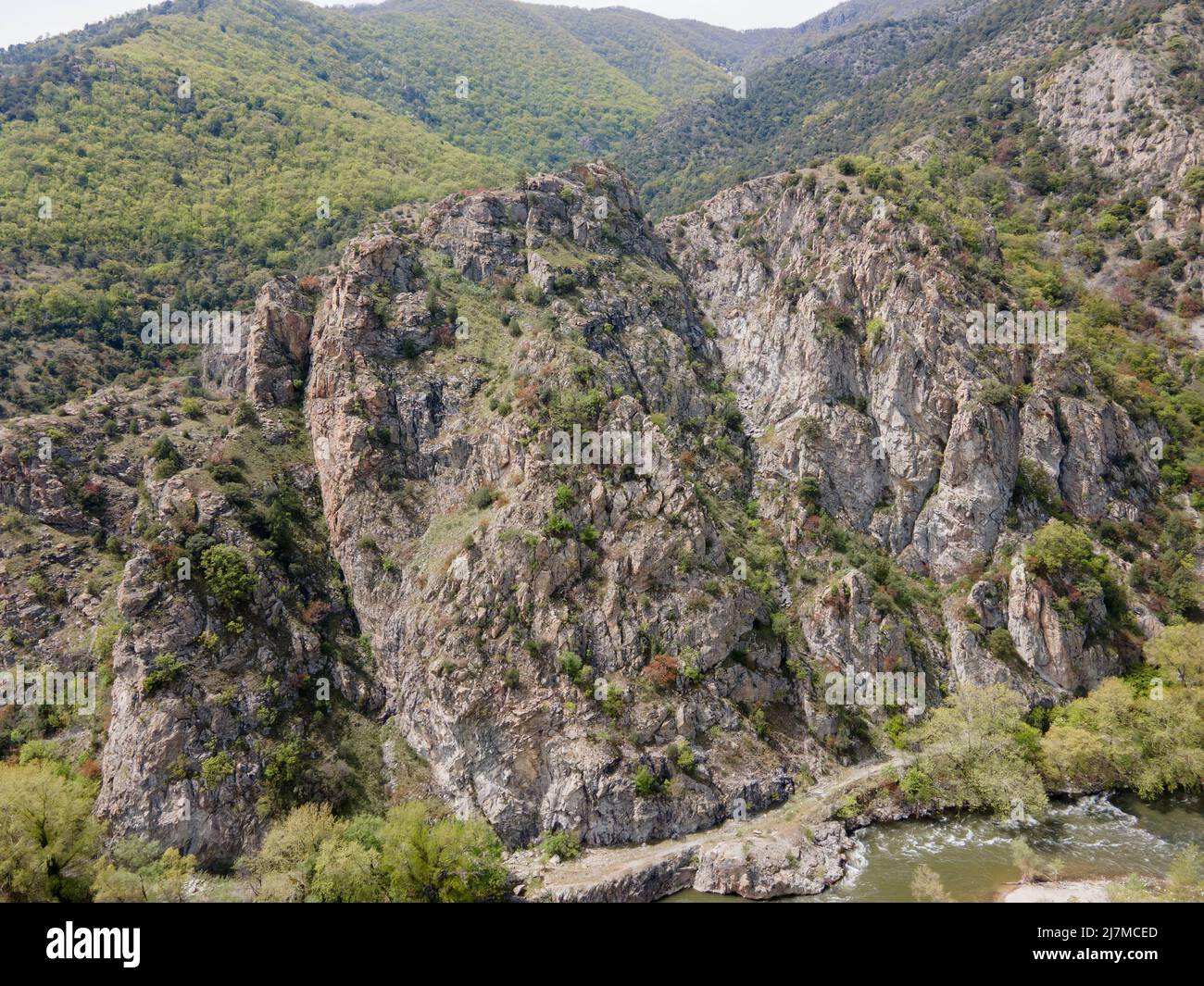 Amazing Aerial view of Struma River passing through the Kresna Gorge ...