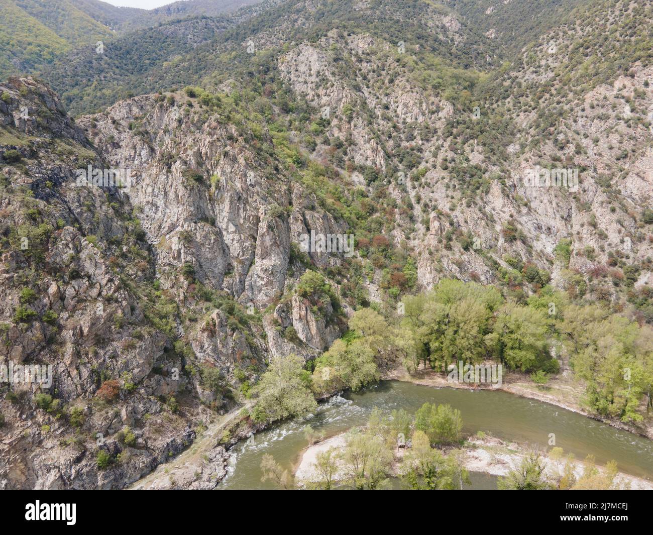 Amazing Aerial view of Struma River passing through the Kresna Gorge ...