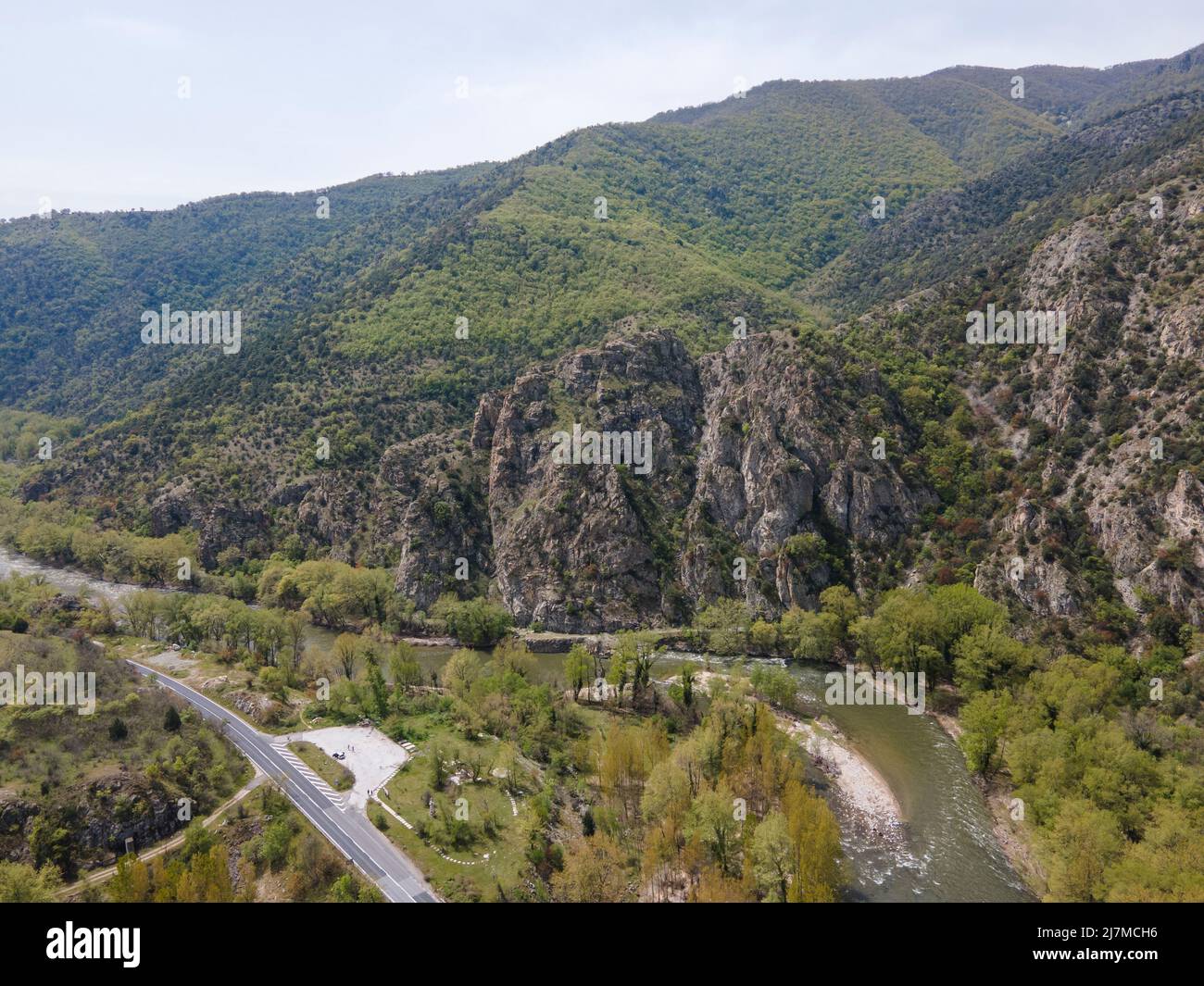 Amazing Aerial view of Struma River passing through the Kresna Gorge ...
