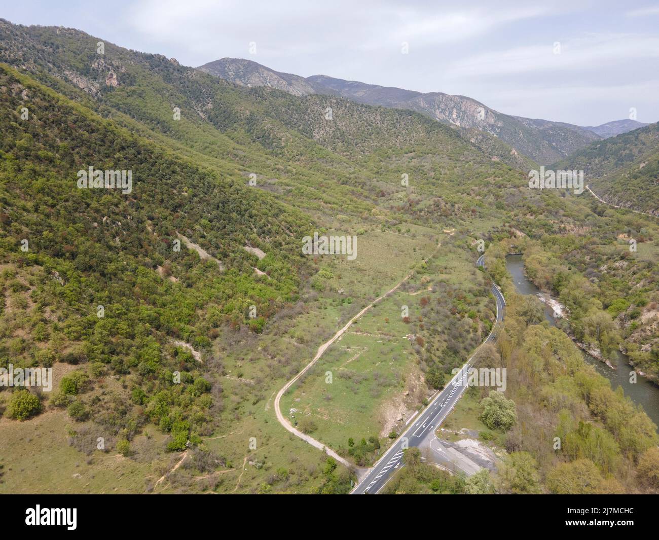 Amazing Aerial view of Struma River passing through the Kresna Gorge ...
