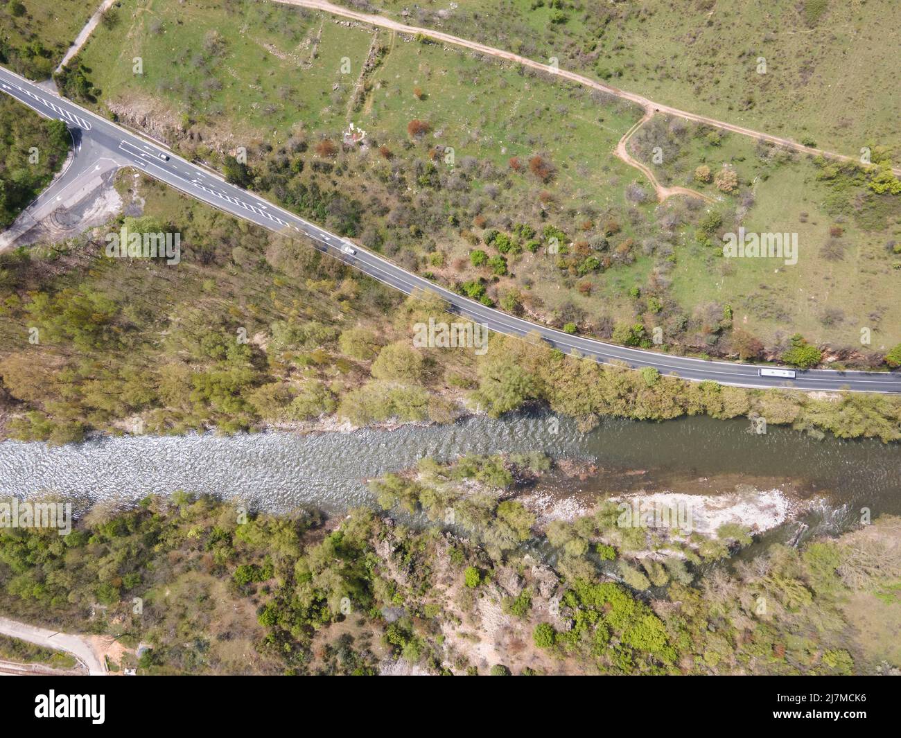 Amazing Aerial view of Struma River passing through the Kresna Gorge ...