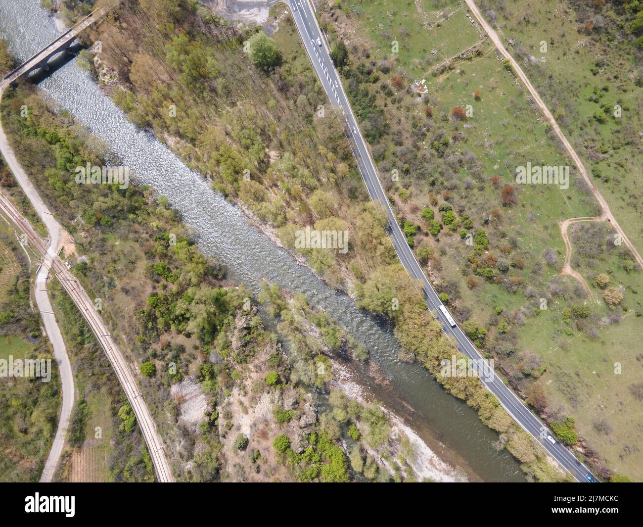 Amazing Aerial view of Struma River passing through the Kresna Gorge ...