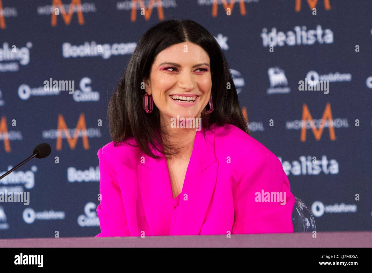 Turin, Italy. 9th May 2022 Italian singer Laura Pausini press ...