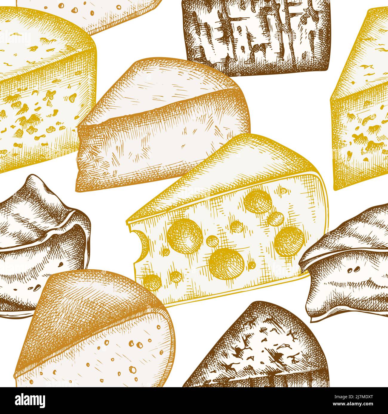 Cheese seamless pattern background design. Engraved style. Hand drawn ...